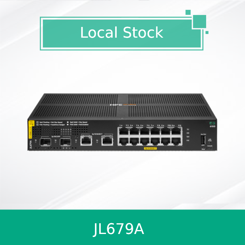 HPE Aruba Networking CX 6100 12G Class4 PoE 2G/2SFP+ 139W สวิตช์ (JL679A)